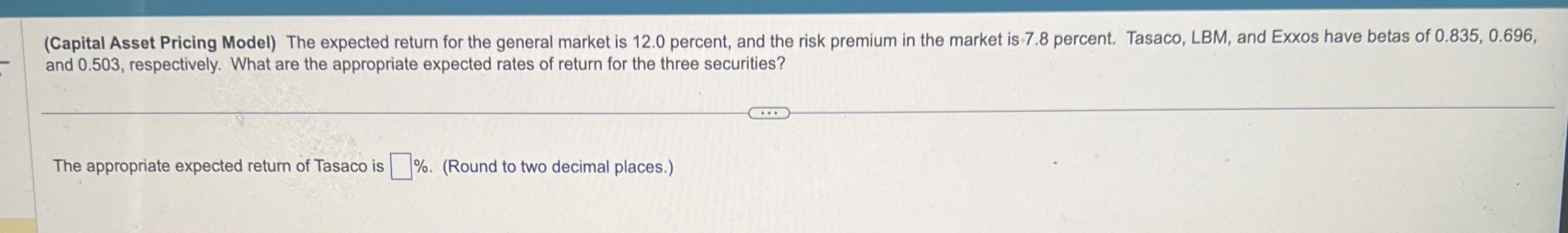 Solved (Capital Asset Pricing Model) ﻿The expected return | Chegg.com