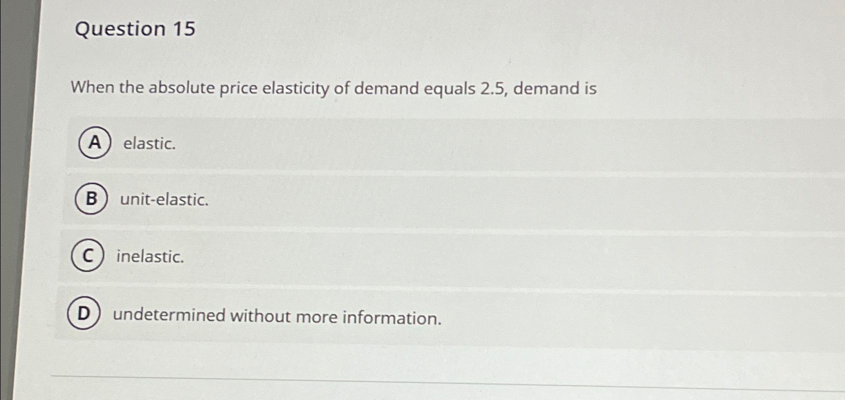 Solved Question 15When the absolute price elasticity of | Chegg.com