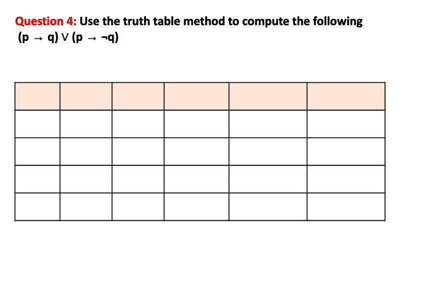 Solved Question 4: Use the truth table method to compute the | Chegg.com