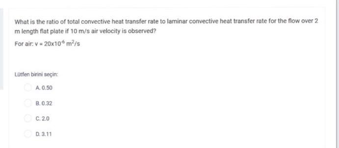 Solved What is the ratio of total convective heat transfer | Chegg.com
