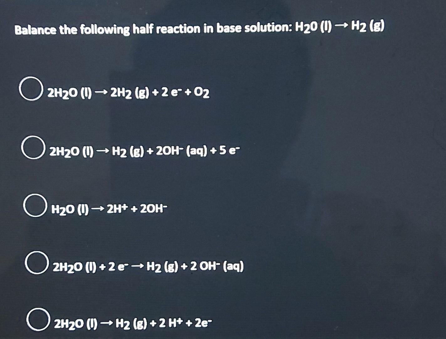 Solved Balance the following half reaction in base solution: | Chegg.com