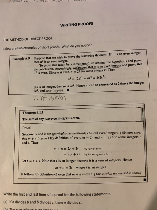 Solved Discrete math writing direct proofs. i need help on | Chegg.com
