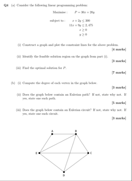 Solved Q4 (a) ﻿Consider the following linear programming | Chegg.com
