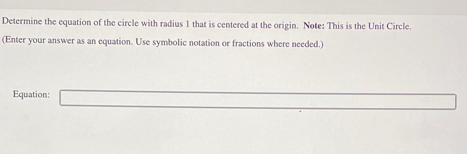 Solved Determine the equation of the circle with radius 1 | Chegg.com