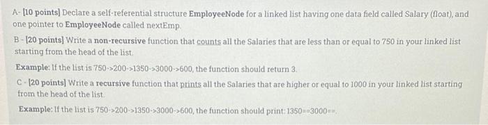 Solved A- [10 points] Declare a self-referential structure | Chegg.com