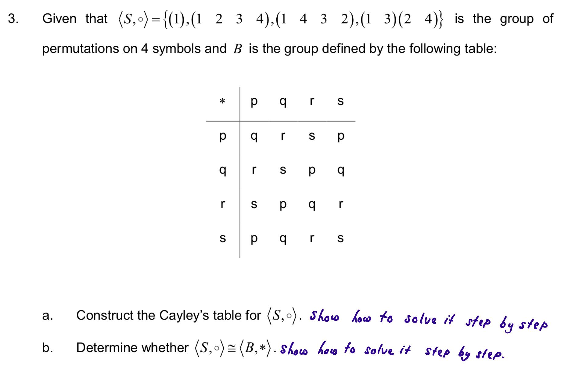 Solved permutations on 4 ﻿symbols and B ﻿is the group | Chegg.com