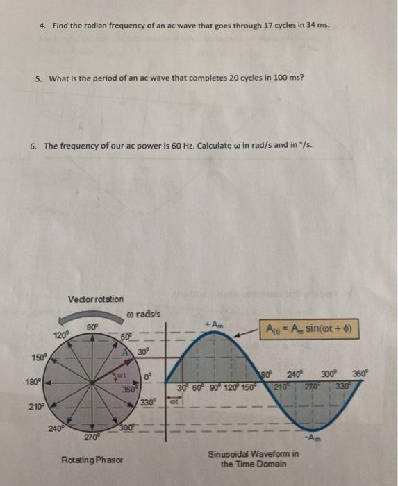 Solved 4. Find the radian frequency of an ac wave that goes | Chegg.com