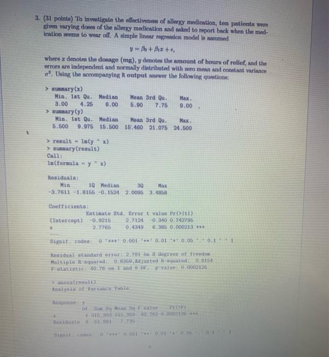 Solved 3. (31 pointa) Tb inventigate the effectivenere of | Chegg.com