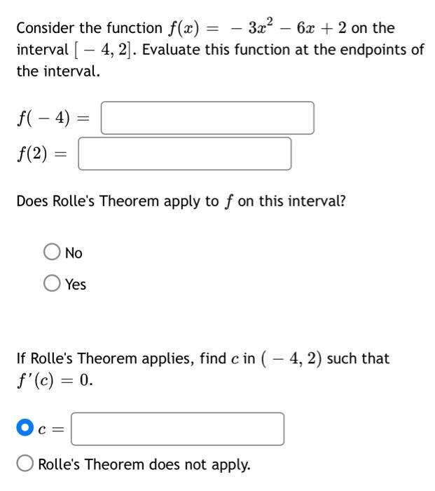 Solved = Consider the function f(x) - 3x2 - 6x + 2 on the | Chegg.com
