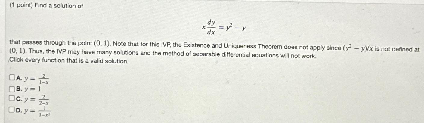 Solved (1 point) Find a solution | Chegg.com