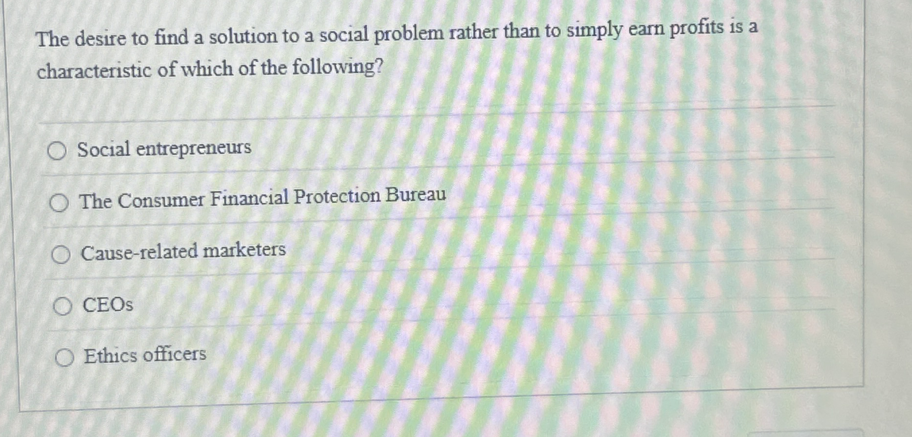 Solved The desire to find a solution to a social problem | Chegg.com