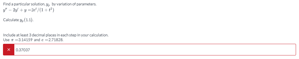 Solved Find a particular solution, yp ﻿by variation of | Chegg.com