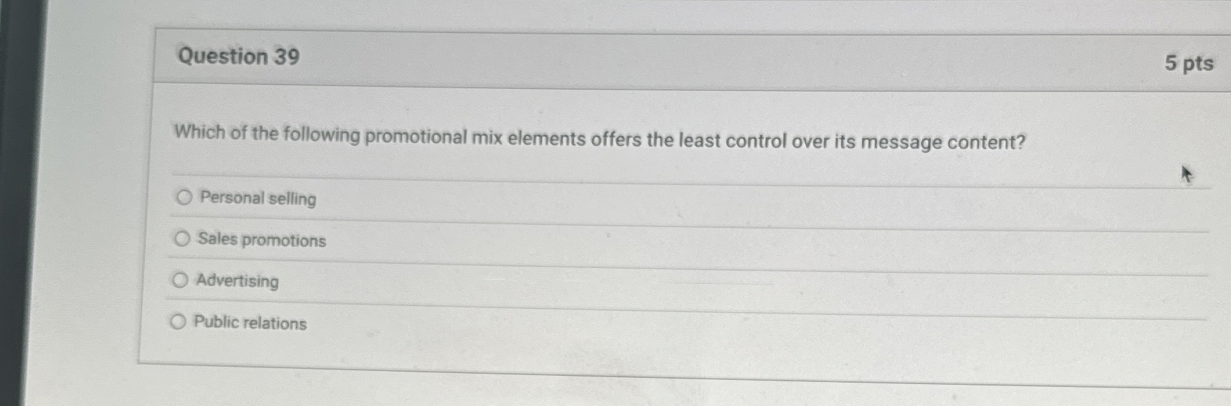 Solved Question 395 ﻿ptsWhich of the following promotional | Chegg.com