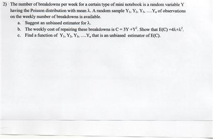 Solved The number of breakdowns per week for a certain type | Chegg.com