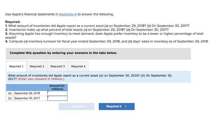 Solved Use Apple's financial statements in Appendix A to | Chegg.com