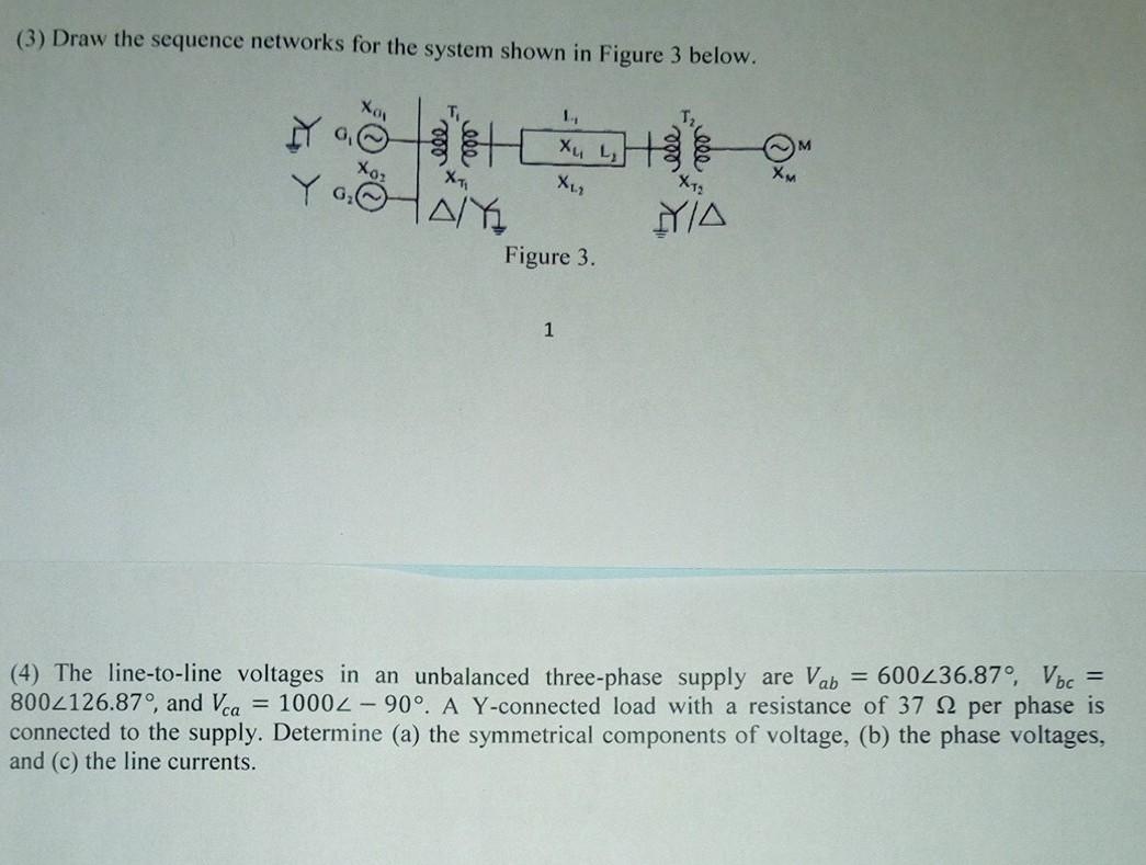 Solved (3) Draw the sequence networks for the system shown | Chegg.com
