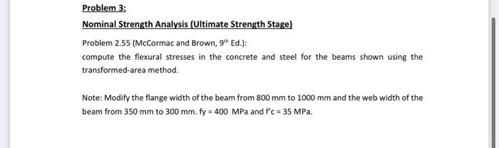 Problem 3: Nominal Strength Analysis (Ultimate | Chegg.com