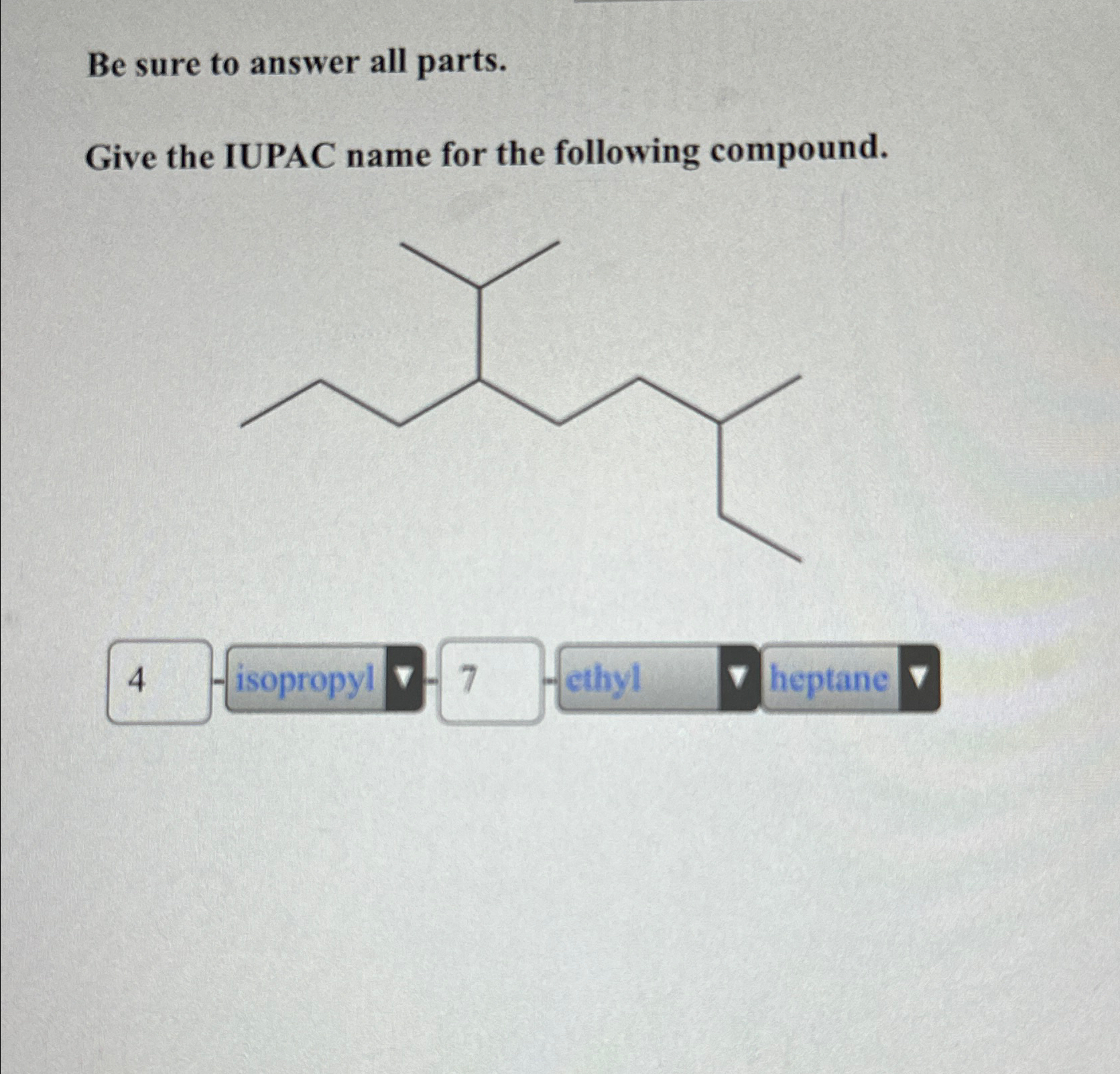 Solved Be sure to answer all parts.Give the IUPAC name for | Chegg.com