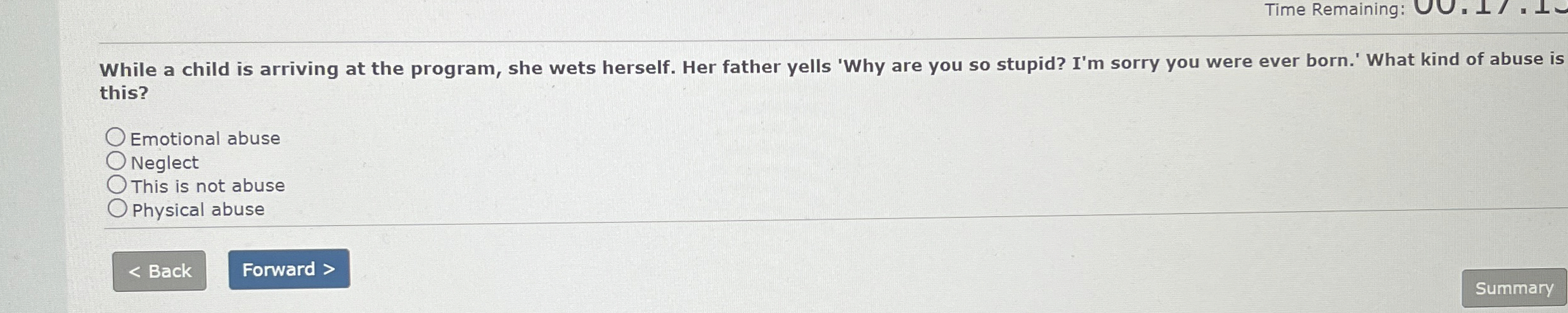 Solved Time Remaining:While a child is arriving at the | Chegg.com