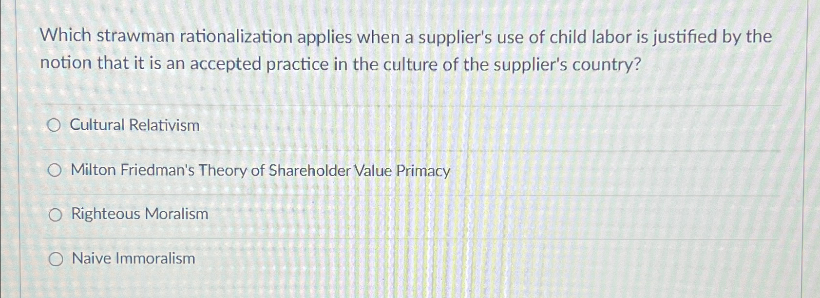 Solved Which strawman rationalization applies when a | Chegg.com