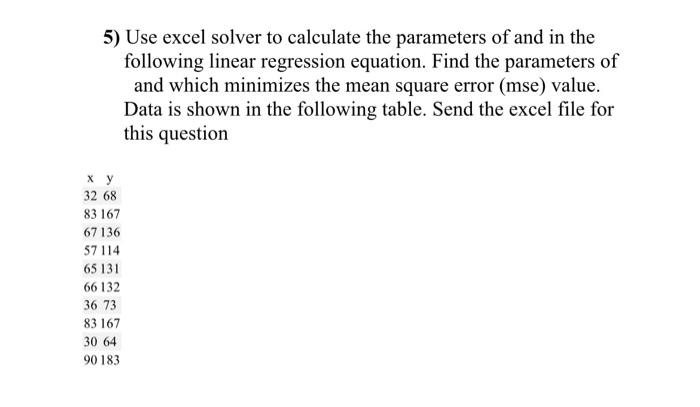 Solved 5) Use excel solver to calculate the parameters of | Chegg.com