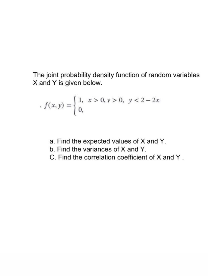 Solved The joint probability density function of random | Chegg.com