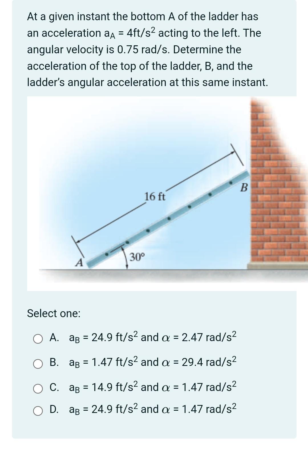 Solved At a given instant the bottom A of the ladder has an | Chegg.com