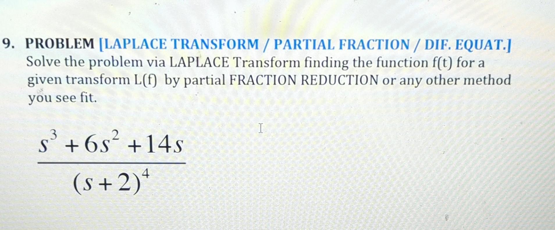 Solved PROBLEM [LAPLACE TRANSFORM / PARTIAL FRACTION / DIF, | Chegg.com