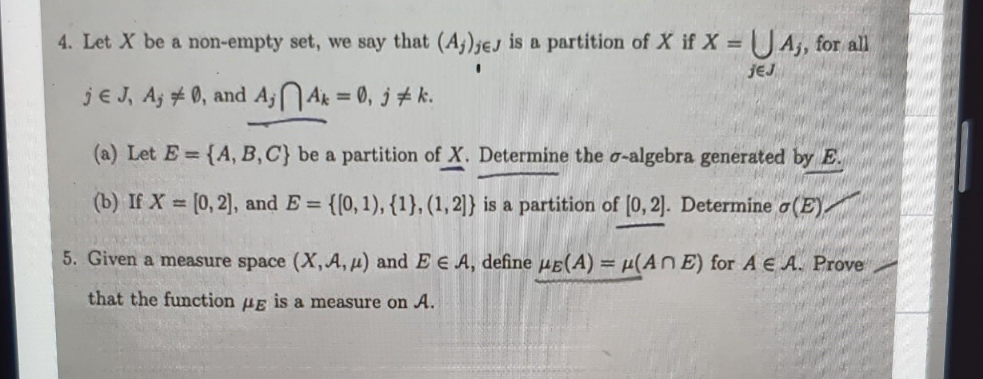 Solved 4. Let X be a non-empty set, we say that (Aj)j∈J is a | Chegg.com