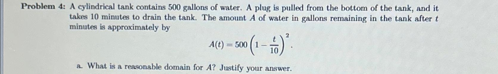 Solved Problem 4: A cylindrical tank contains 500 ﻿gallons | Chegg.com