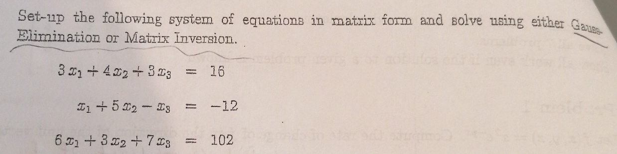 Solved Set-up the following system of equations in matrix | Chegg.com