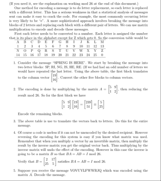 Solved (If you need it, ﻿see the explanation on working mod | Chegg.com
