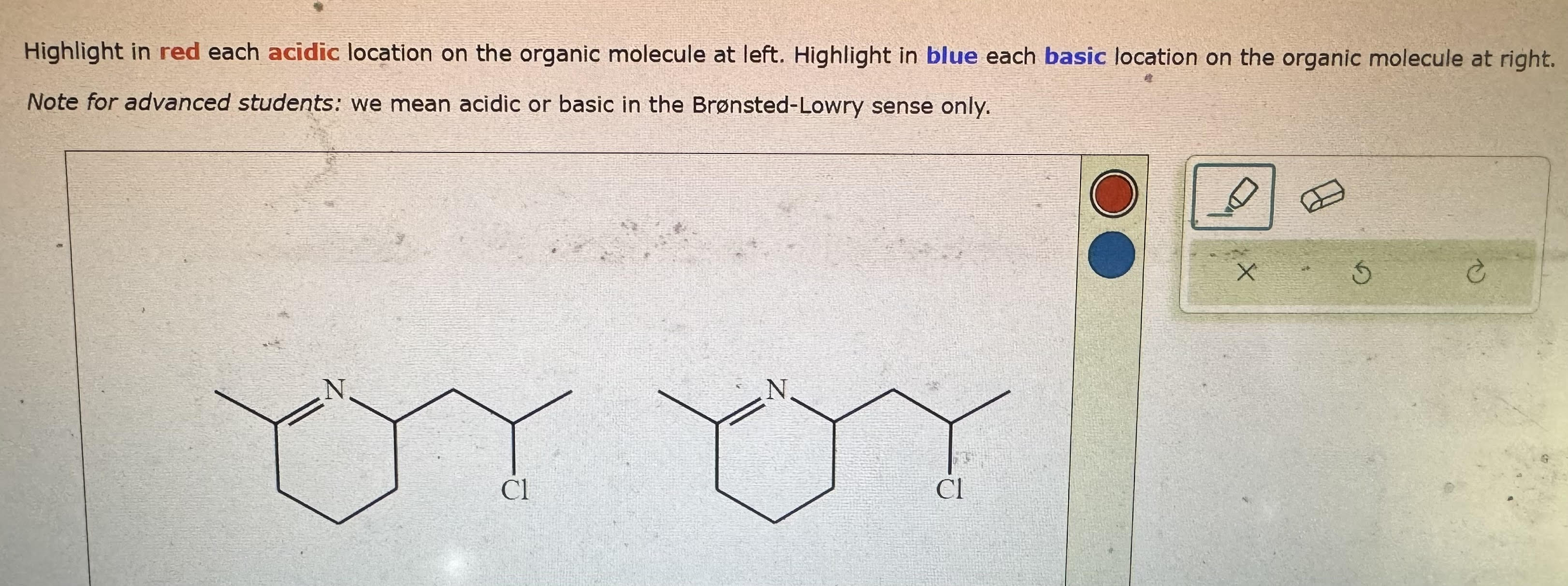 Solved Highlight in red each acidic location on the organic | Chegg.com
