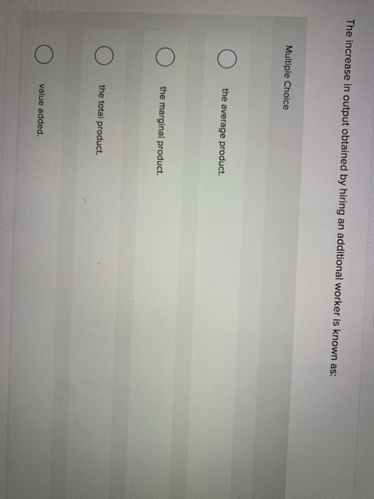 Solved The Increase In Output Obtained By Hiring An 