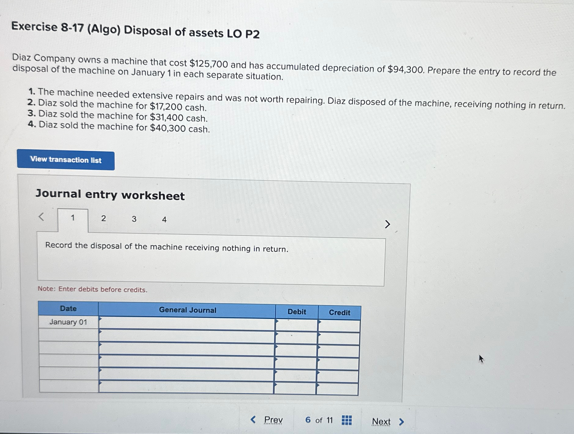 Solved Exercise 8-17 (Algo) ﻿Disposal of assets LO P2Diaz | Chegg.com