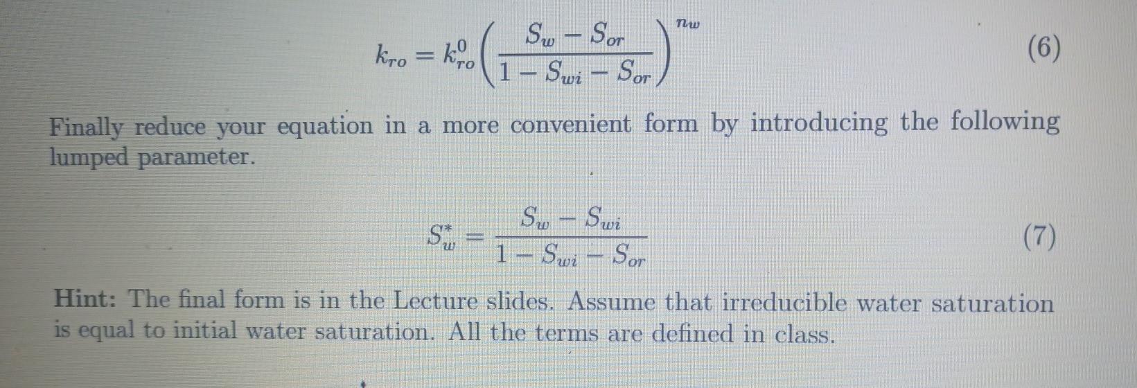 Solved 1. (40 points) Derive the fractional flow curve | Chegg.com