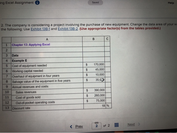 Solved eting Excel Assignment Saved Help Save & E Download | Chegg.com