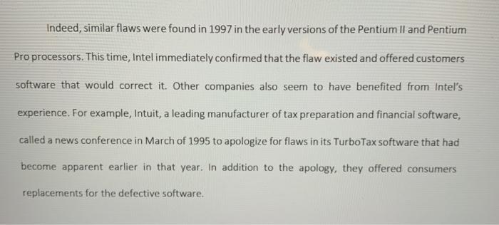 Solved First:- Read the Intel Pentium Chip case study see | Chegg.com