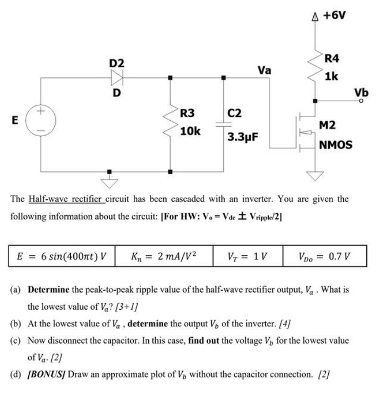 The Half-wave rectifier circuit has been cascaded | Chegg.com