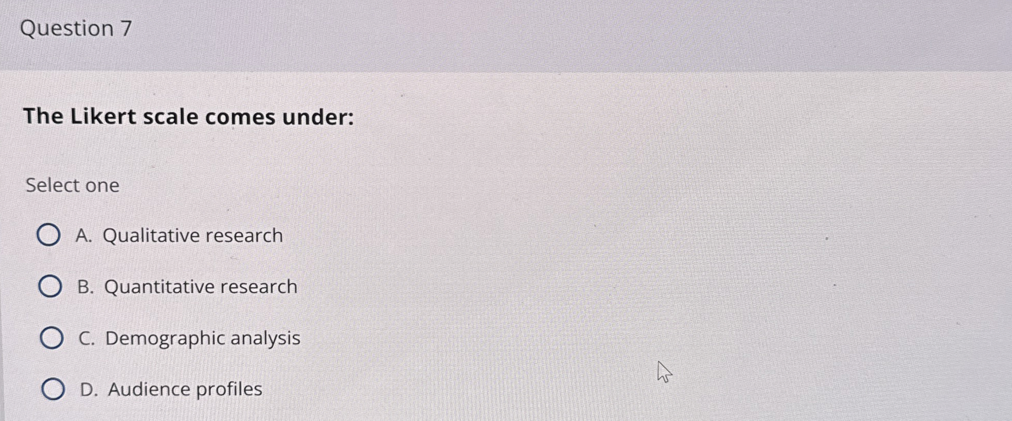 Solved Question 7The Likert scale comes under:Select oneA. | Chegg.com