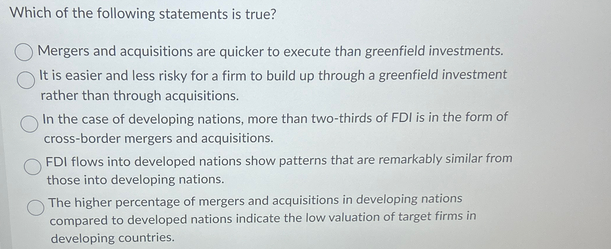 Solved Which of the following statements is true?Mergers and | Chegg.com