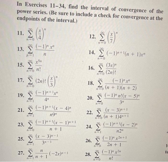 Solved In Exercises 11-34, find the interval of convergence | Chegg.com