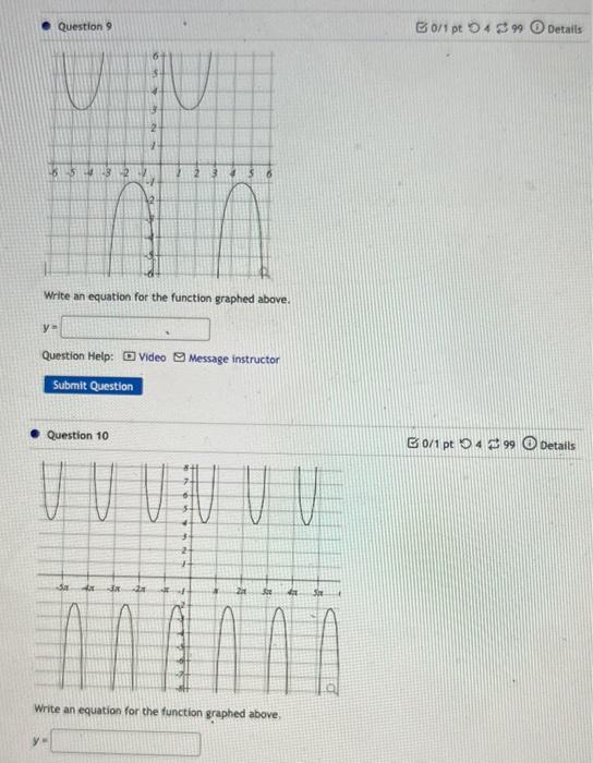 Solved Write an equation for the function graphed above. y= | Chegg.com