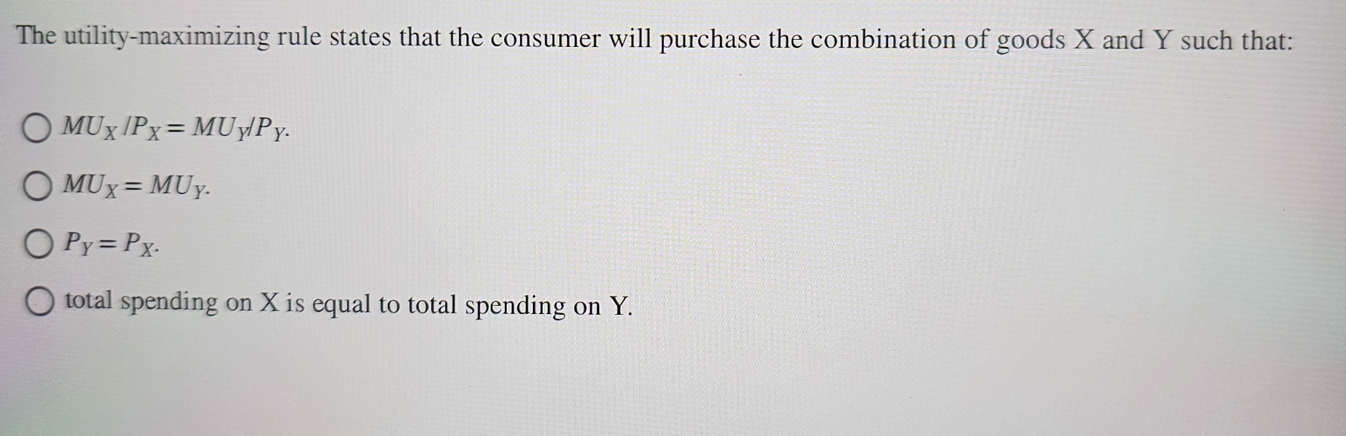 Solved The utility-maximizing rule states that the consumer | Chegg.com