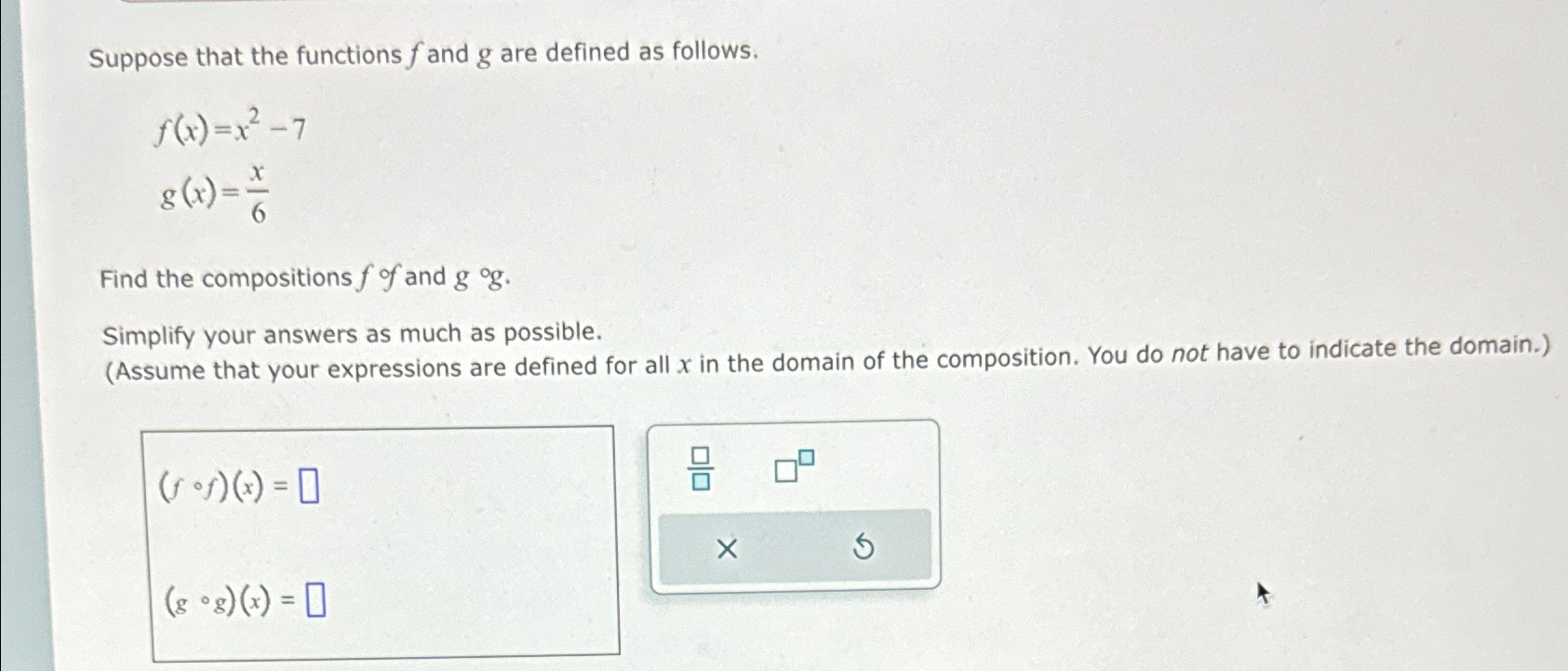 Solved Suppose that the functions f ﻿and g ﻿are defined as | Chegg.com