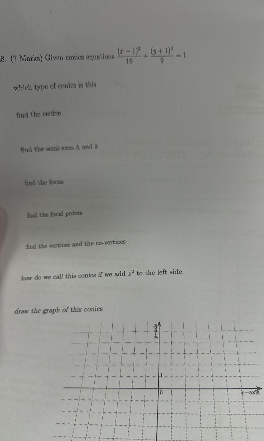 Solved 8. (7 Marks) Given conics equations | Chegg.com