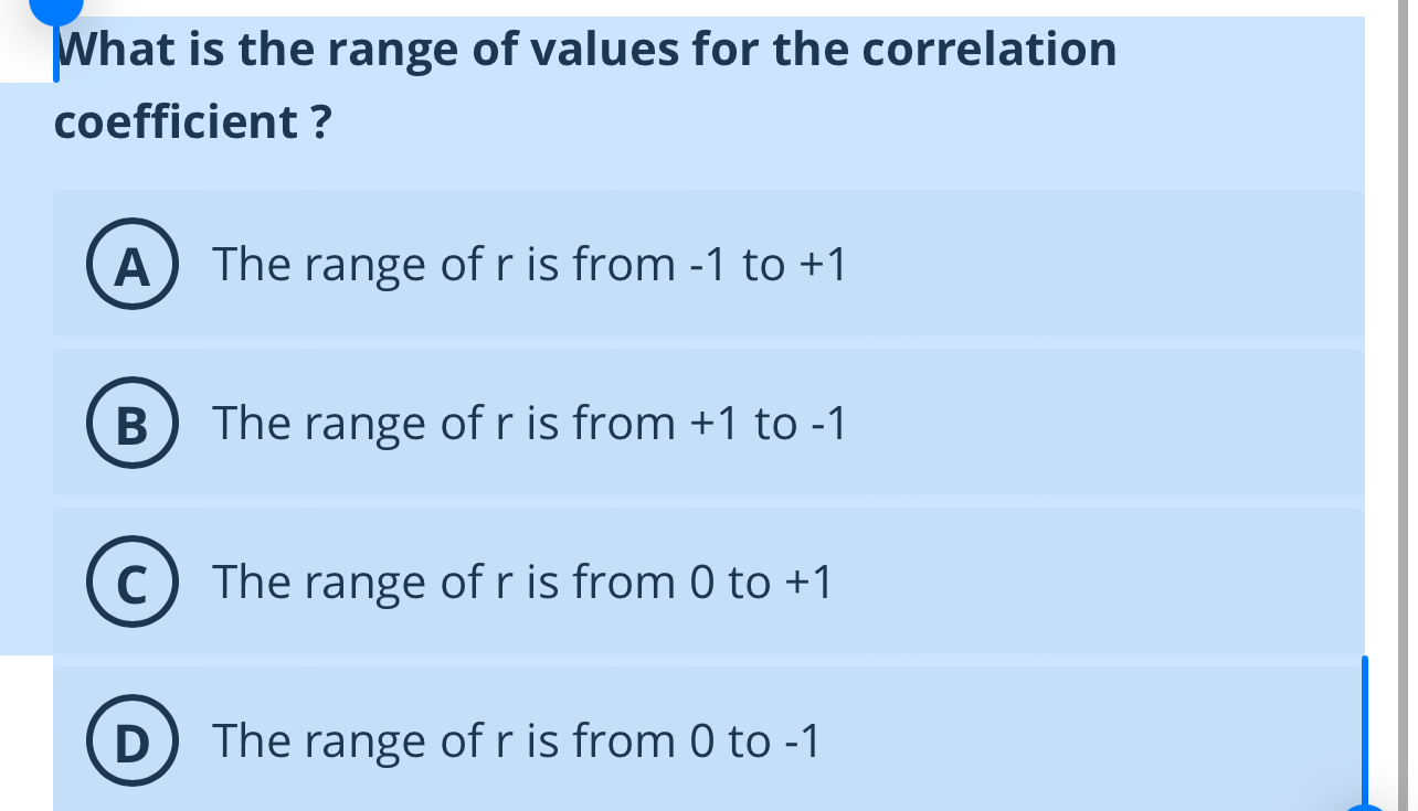 Solved by an EXPERT What is the range of values for the correlation | Chegg.com