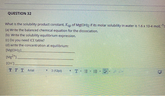 Solved QUESTION 32 What is the solubility product constant, | Chegg.com