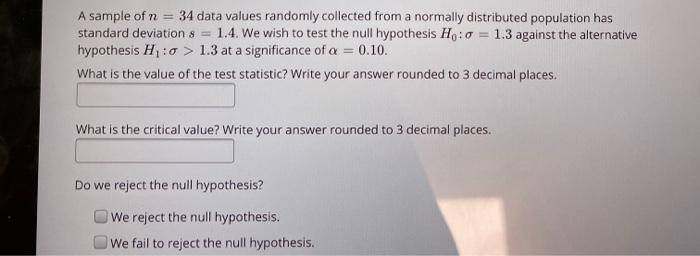 Solved A sample of n = 29 data values randomly collected | Chegg.com