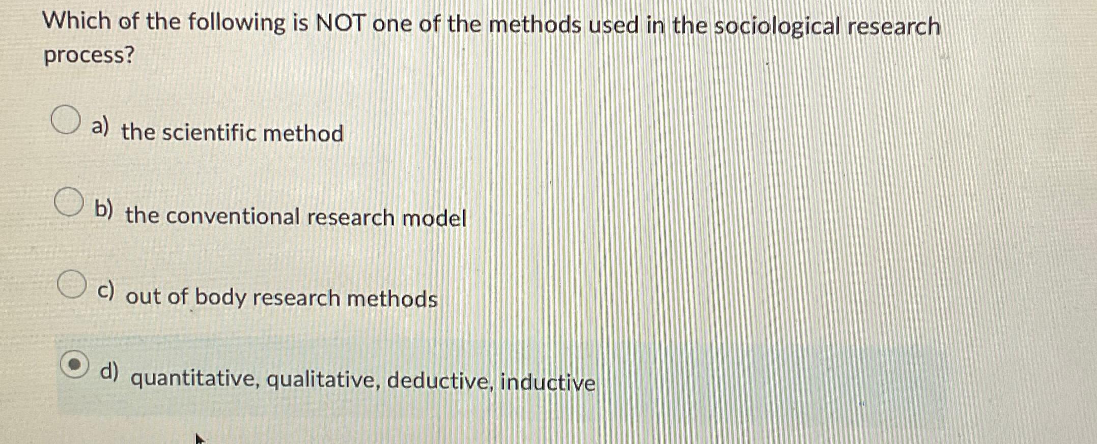 Solved Which of the following is NOT one of the methods used | Chegg.com
